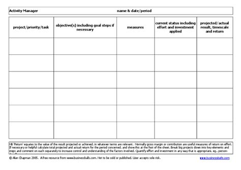 Activity Management Template Pdf