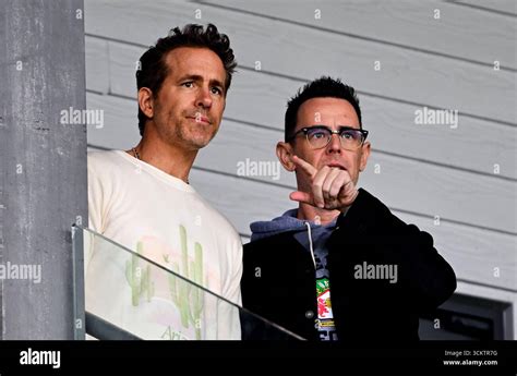Wrexham Owner Ryan Reynolds With Colin Hanks During The Sky Bet