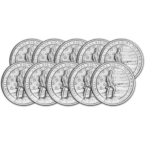 Ten 10 1 Oz Golden State Mint Silver Round 2nd Amendment 999 Fine