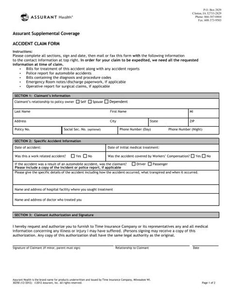 Claim Form Assurant Health Claim Form Assurant Health