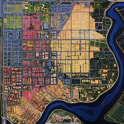 A City Map With Colorcoded Zones For Different Types Of Land Use Such
