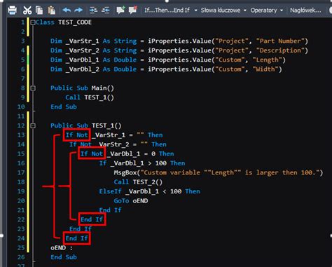 ilogic editor marking code variables beginning and end of