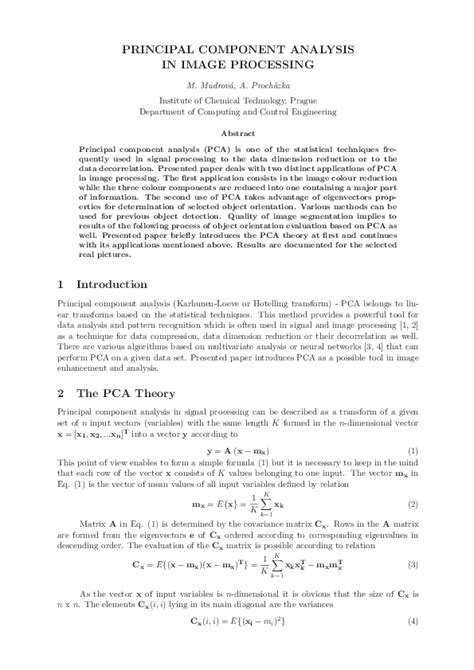 pdf principal component analysis in image processing