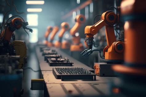 Premium Ai Image Industrial Robotic Arms Production Line Futuristic Automated Artificial