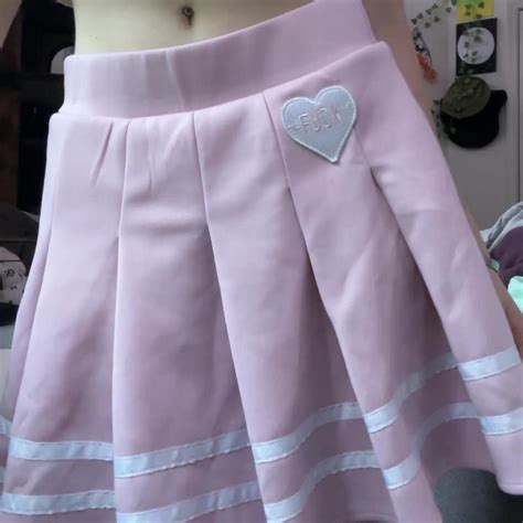 Pink Pleated Fuck Skirt Medium Depop