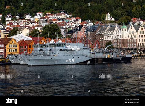 German Minesweepers In The Old Port Of Bergen Norway From Left