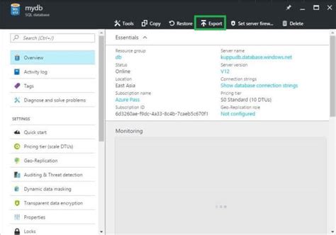 How To Export An Azure SQL Database With The Azure Portal