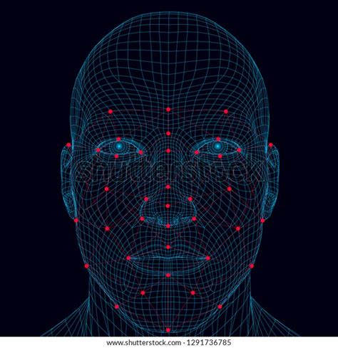 Face Recognition Men Polygonal Wireframe Head Stock Vector Royalty Free Shutterstock
