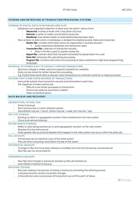 Information Processing Technology Hsc Notes Information Processes And