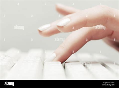 Female Hand Typing On Computer Keyboard Stock Photo Alamy