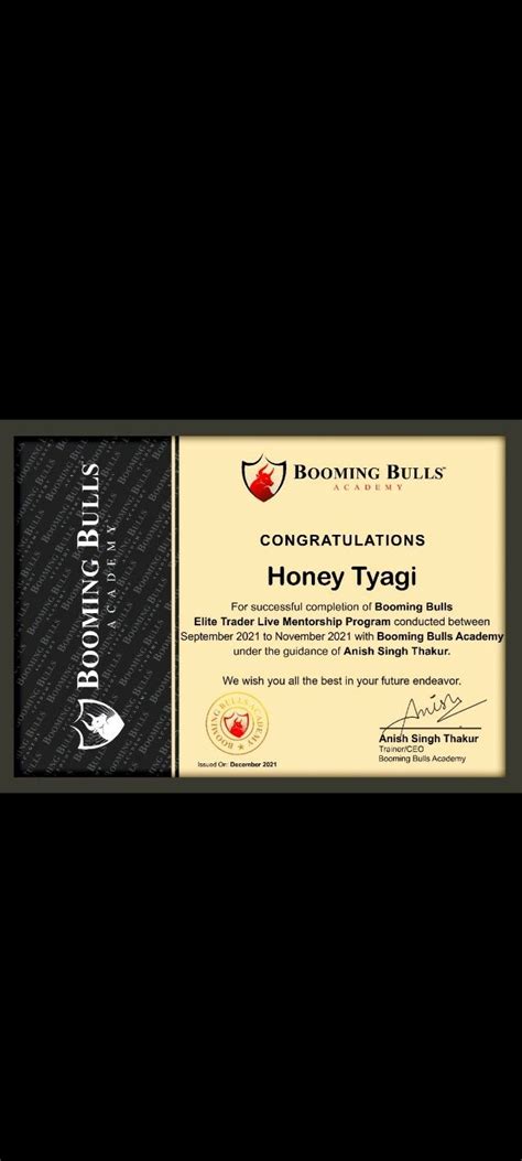 Honey Tyagi On Linkedin Completed My Course Of Technical Analysis