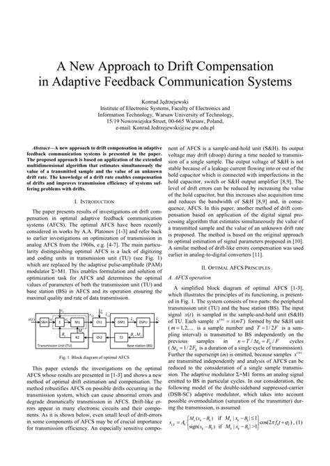 Pdf A New Approach To Drift Compensation In Adaptive Feedback Communication Systems