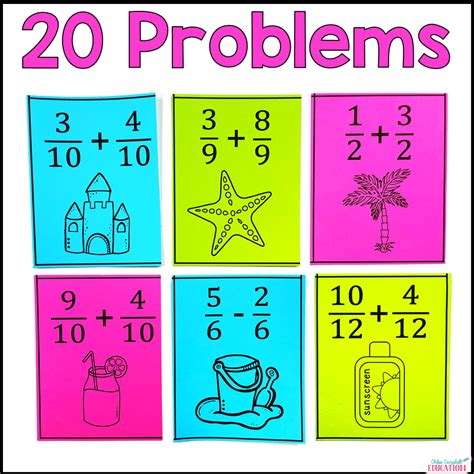 Adding And Subtracting Fractions With Like Denominators Summer Solve The Room Chloe Campbell