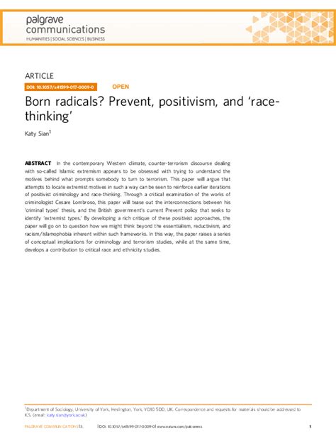 Pdf Born Radicals Prevent Positivism And Race Thinking