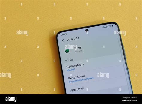 New York USA April 12 2021 Changing Privacy Setting In Microsoft Excel App On Smartphone