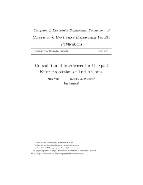 Pdf Convolutional Interleaver For Unequal Error Protection Of Turbo Codes