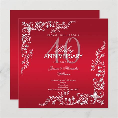 Ruby 40th Wedding Anniversary Invitation Artofit