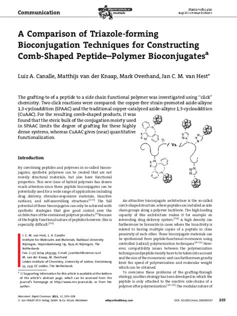 Pdf A Comparison Of Triazole Forming Bioconjugation Techniques For
