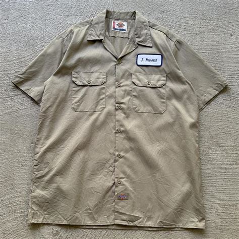 Vintage Khaki Dickies Work Shirt Heavyweight Cotton Depop