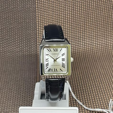 [original] Casio Ltp V007l 7b1 Roman Silver Analog Black Leather Strap Ladies Watch Shopee