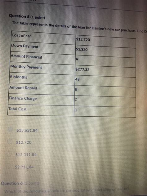 Question 9 1 Point Use These Two Tables And The