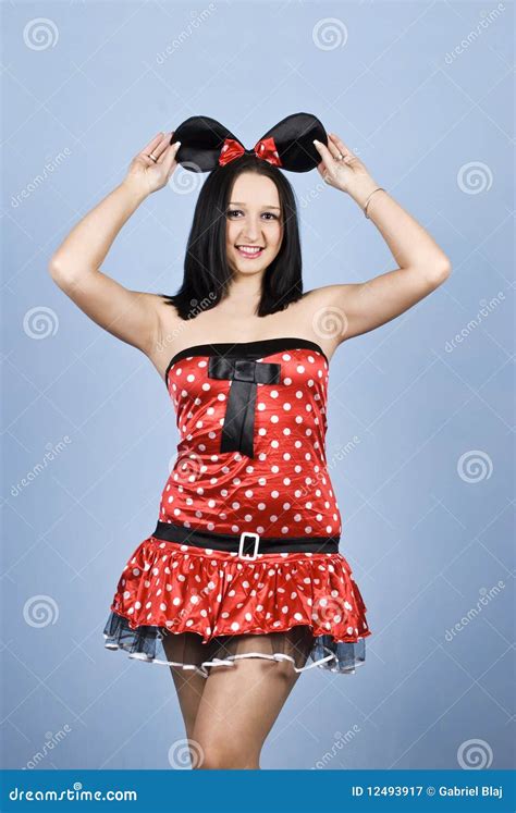 Beauty Woman In Mouse Coustume Stock Image Image Of Beauty Funny 12493917
