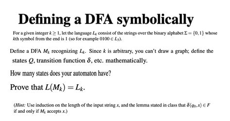 Solved Defining A DFA Symbolically For A Given Integer K Chegg Com