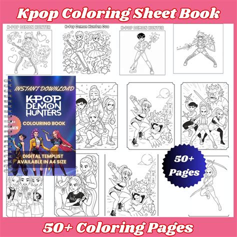 Kpop Demon Hunters Coloring Pages 50 K Pop Coloring Book Kpop Demon