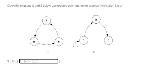Solved Given The Relations U And S Below Use Ordered Pair Chegg Com