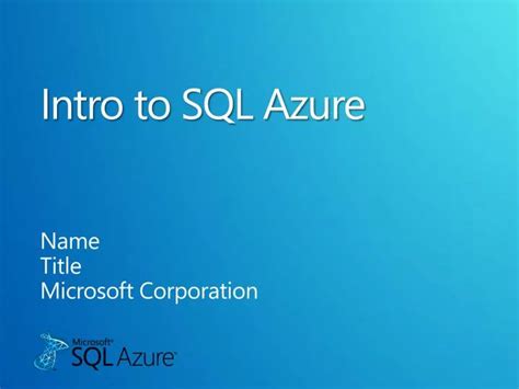 PPT Intro To SQL Azure PowerPoint Presentation Free Download ID 1570669