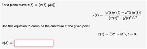 Solved For A Plane Curve R T X T Y T