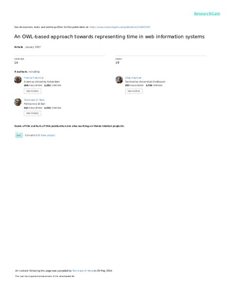 Pdf Owl Based Temporal Representation In Ontologies