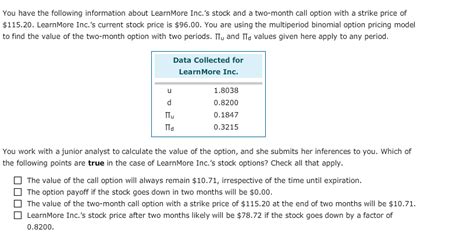 Solved 6 Option Pricing Multiperiod Binomial Approach Aa Aa
