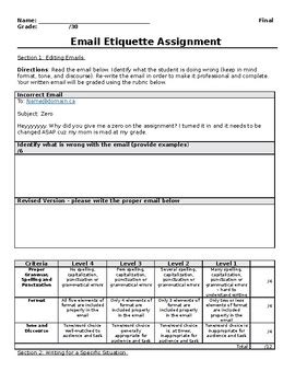 Email Etiquette Assignment By Discipled Designs TPT
