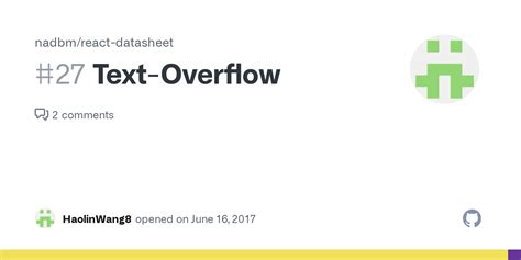 Text Overflow · Issue 27 · Nadbmreact Datasheet · Github