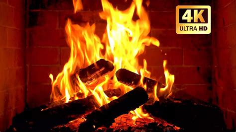 🔥 FIREPLACE Ultra HD 4K. Fireplace with Crackling Fire Sounds. Fireplace Burning. Fire ...