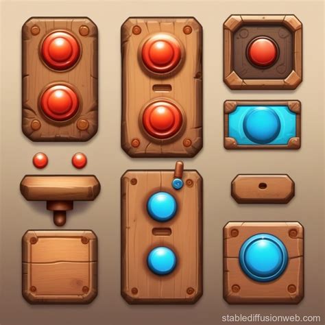 GUI Designs For Wooden Textured Mobile Game Stable Diffusion Online