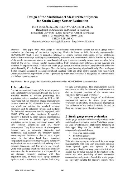 PDF Design Of The Multichannel Measurement System For Strain Gauge Sensor Evaluation