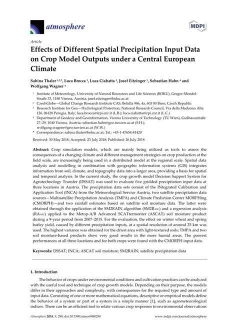 Pdf Effects Of Different Spatial Precipitation Input Data On Crop