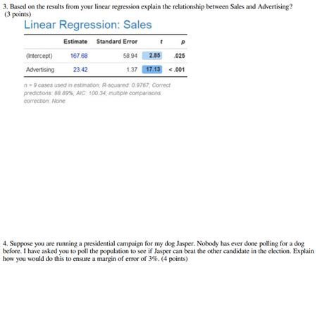 solved 3 based on the results from your linear regression