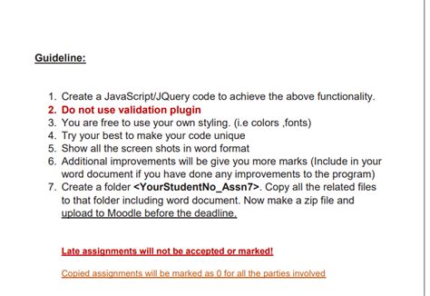 Solved Form Validation Do Not Use Validation Plugin A Chegg Com