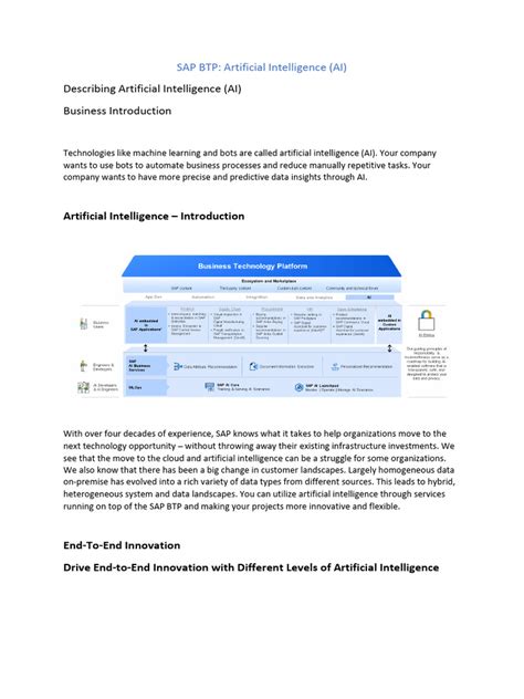 6 Sap Btp Artificial Intelligence Pdf Artificial Intelligence Intelligence Ai And Semantics