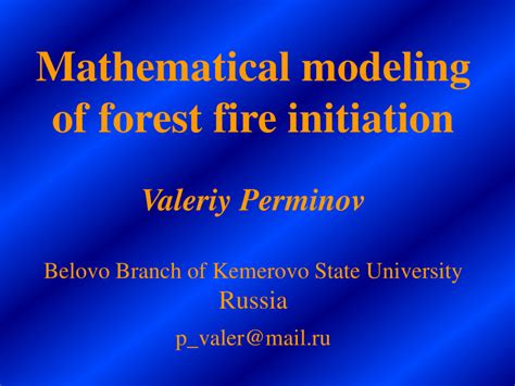 Pdf Plenary Lecture Ii Mathematical Modeling Of Forest Fire Initiation