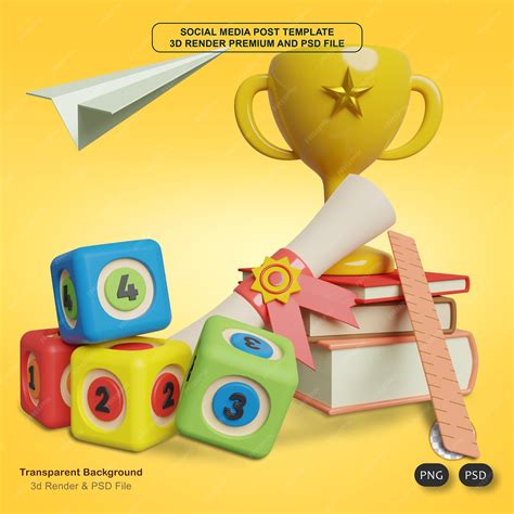 premium psd mathematics graduation 3d render illustration