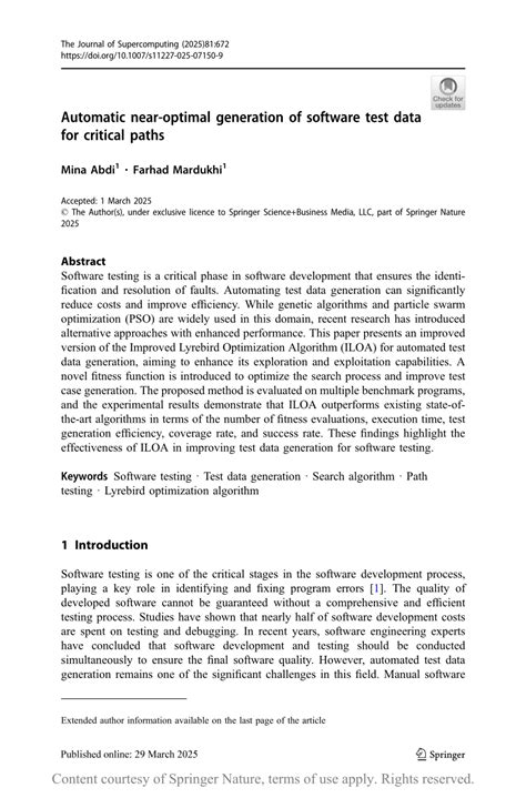 Automatic Near Optimal Generation Of Software Test Data For Critical Paths