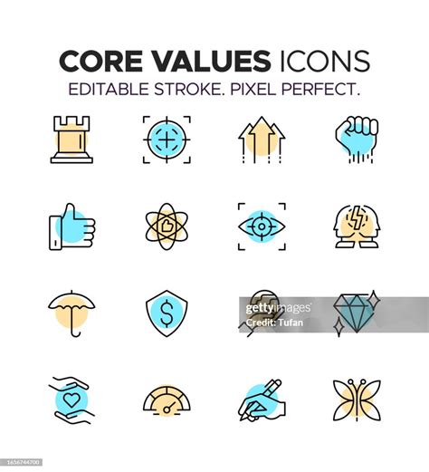 Core Values Icon Set Ethics Integrity Principles Values Culture Symbols