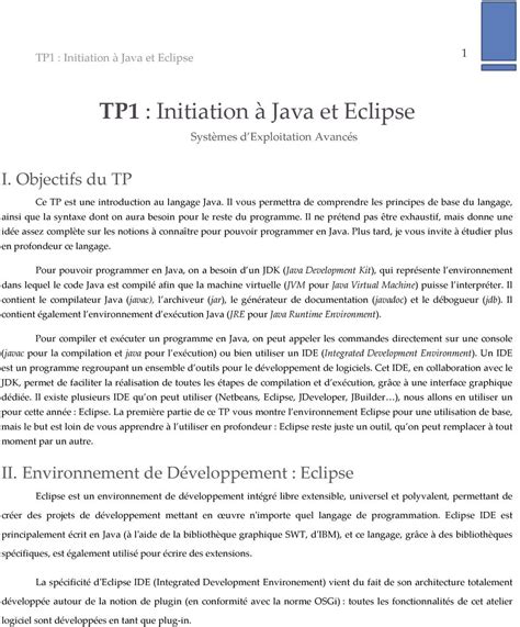 programmation avancée langage java and environnement eclipse