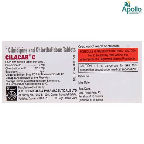 Cilacar C Tablet Price Uses Side Effects Composition Apollo Pharmacy