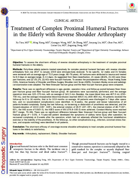 Pdf Treatment Of Complex Proximal Humeral Fractures With Minimally Invasive Fixation Of The