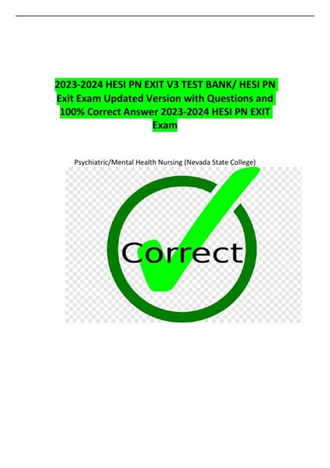 HESI PN EXIT V TEST BANK HESI PN Exit Exam Updated Version With Questions And Correct